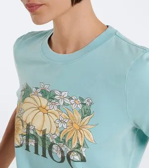 Chloé Logo Printed Cotton Jersey T-shirt