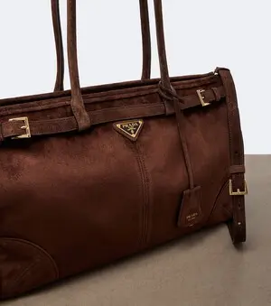 Prada Bonnie Large Suede Shoulder Bag