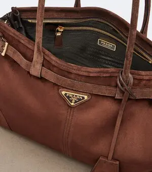 Prada Bonnie Large Suede Shoulder Bag