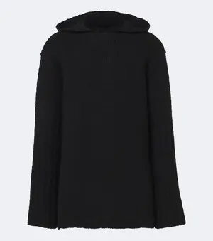 Rick Owens Hooded Cashmere And Silk Sweater - Black