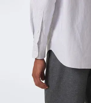 Thom Browne 4-bar Striped Cotton Oxford Shirt - Grey