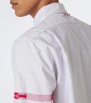 Thom Browne 4-bar Striped Cotton Oxford Shirt - Grey