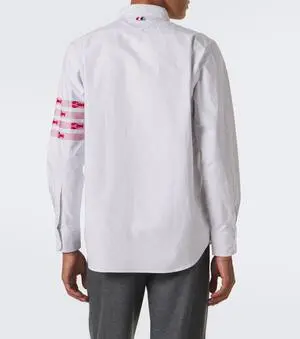Thom Browne 4-bar Striped Cotton Oxford Shirt - Grey