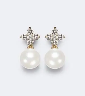 BUCHERER FINE JEWELLERY Bloom Pearl And Diamond Earrings In 18kt Yellow - Gold