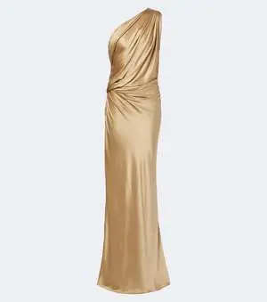 THE SEI One-shoulder Draped Silk Satin Gown