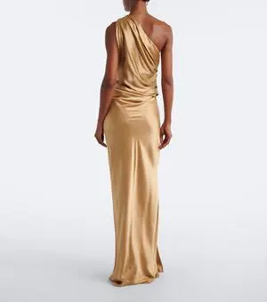 THE SEI One-shoulder Draped Silk Satin Gown