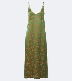 Dries Van Noten Floral Jacquard Slip Dress - Green