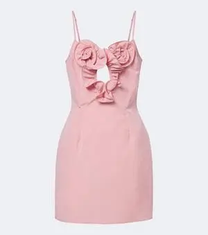 Magda Butrym Floral-applique Cotton And Silk Minidress - Pink