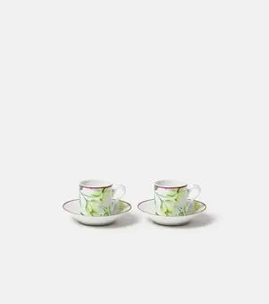 GINORI 1735 Impero Set Of 2 Coffee Cups And Saucers - White
