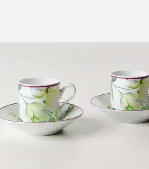 GINORI 1735 Impero Set Of 2 Coffee Cups And Saucers - White