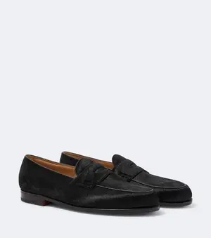 John Lobb Lopez Calf Hair Penny Loafers - Black