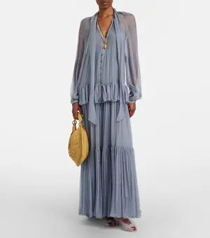 Chloé Ruffled Silk Muslin Maxi Dress