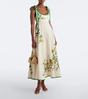 ALEMAIS Phyllis Floral Linen Maxi Dress