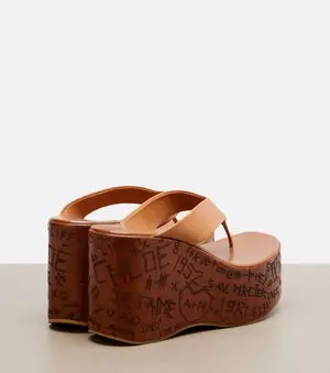 Chloé Maxime Leather Wedge Thong Sandals