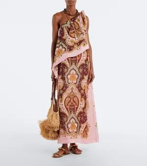 ALEMAIS One-shoulder Maxi Dress With Paisley Print