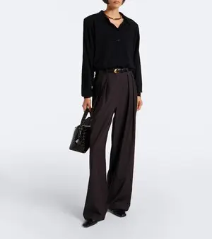 THE FRANKIE SHOP Croydon Wool-blend Polo Sweater - Black