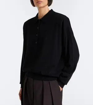 THE FRANKIE SHOP Croydon Wool-blend Polo Sweater - Black