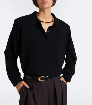 THE FRANKIE SHOP Croydon Wool-blend Polo Sweater - Black