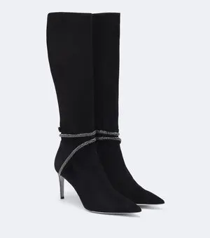 Rene Caovilla Embellished Suede Knee-high Boots