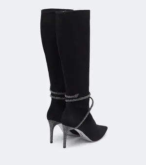 Rene Caovilla Embellished Suede Knee-high Boots