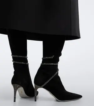Rene Caovilla Embellished Suede Knee-high Boots