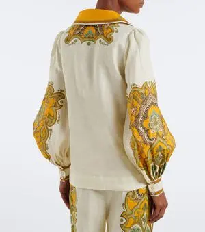 ALEMAIS Porter Printed Linen Blouse