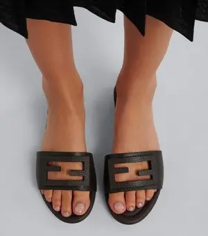 Fendi Baguette® Leather Slides