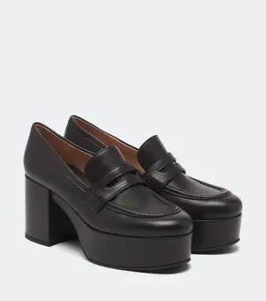 GIANVITO ROSSI Leather Platform Loafers - Brown