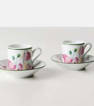GINORI 1735 Impero Set Of 2 Coffee Cups And Saucers - White