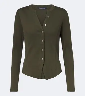Veronica Beard Cordis Ribbed-knit Cotton-blend Cardigan - Green