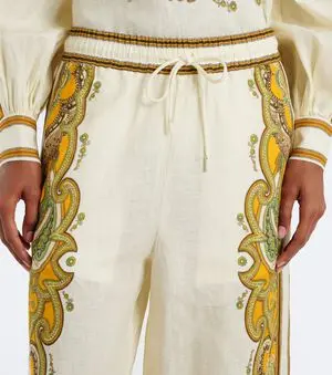 ALEMAIS Porter Printed Linen Wide-leg Pants - Multicoloured
