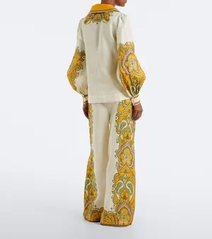 ALEMAIS Porter Printed Linen Wide-leg Pants - Multicoloured
