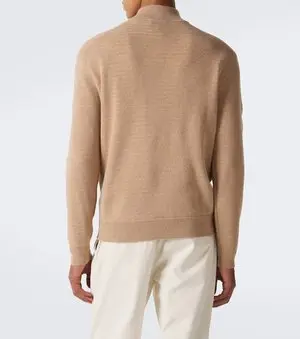 Canali Knitted Wool And Cashmere Zip-up Sweater