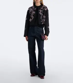 Dries Van Noten Vonda Applique Embellished Cropped Jacket