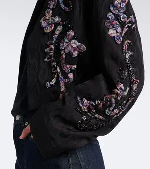 Dries Van Noten Vonda Applique Embellished Cropped Jacket
