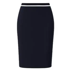CONQUISTA Fitted Pencil Skirt With Contrast White Stripe - Blue