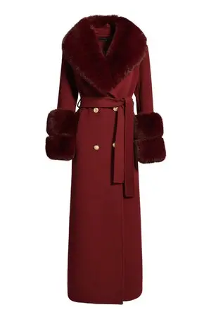 HORTONS ENGLAND Mayfair Burgundy Cashmere Blend Coat - Red