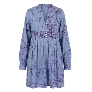 CELESTE MENDIS Midnight Bloom Dress Handmade Batik - Blue