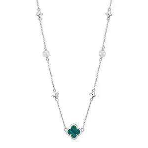 SHADED THE LABEL Niamh Malachite & Pearl Sterling Silver Necklace - Silver/green