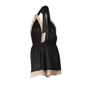 NOBLESSE OBLIGE Lace Trimmed Halter Neck Short Romper