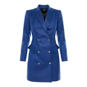 AVENUE N°29 Double Breasted Wool Blazer Dress - Blue