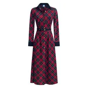 WHY MARY Marion Classic Tartan A-line Midi Dress - Black/red