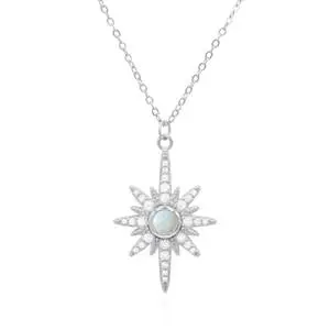 LUNA CHARLES Heidi North Star Birthstone Necklace October - Silver