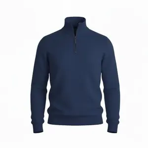 LINDSAY NICHOLAS NEW YORK Drew Quarter Zip Sweater - Blue