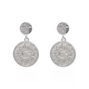 LUNA CHARLES Aruna Sun Coin Drop Earrings - Silver