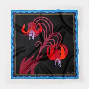 ALAS Black / Red Medium Silk Scarf Late Bloomer - Black/red