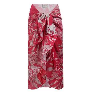 Loveist Store Coral Print Frilly Pareo Sarong - Red