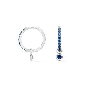 DOWER & HALL Blue Sapphire Dewdrop Charm Hoops - Silver