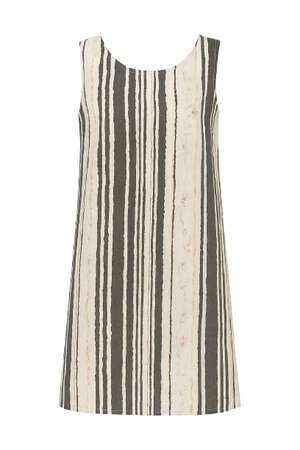 CONQUISTA Sleeveless Striped Dress With Belt