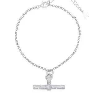 LUNA CHARLES Lola T-bar Bracelet Sterling With Crystal Stars - Silver